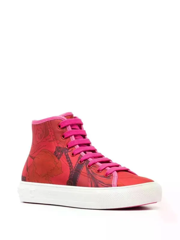 FERRAGAMO All-over Graphic Print Lace-up High-top Sneakers