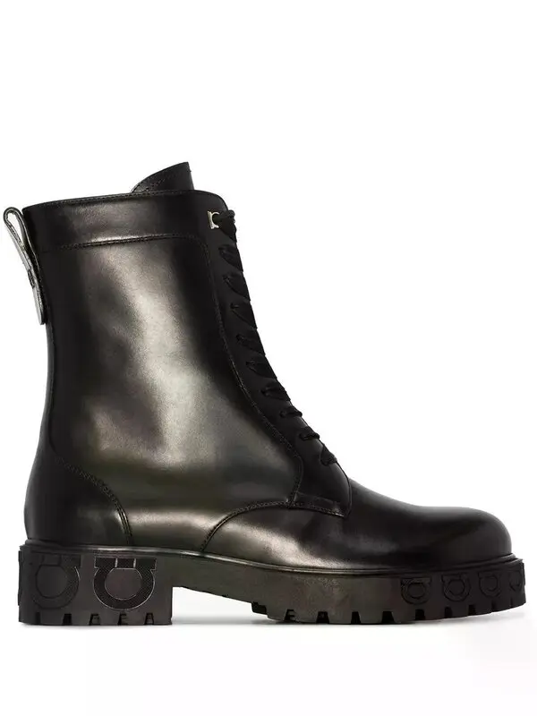 FERRAGAMO Gancini-motif Combat Boots