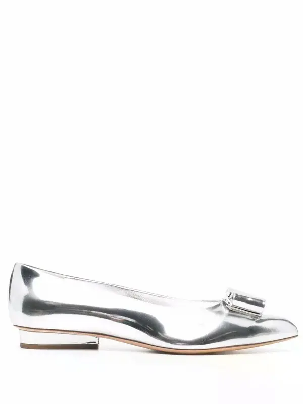 FERRAGAMO Viva Bow Ballerina Shoes - Silver