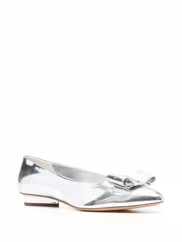 FERRAGAMO Viva Bow Ballerina Shoes - Silver