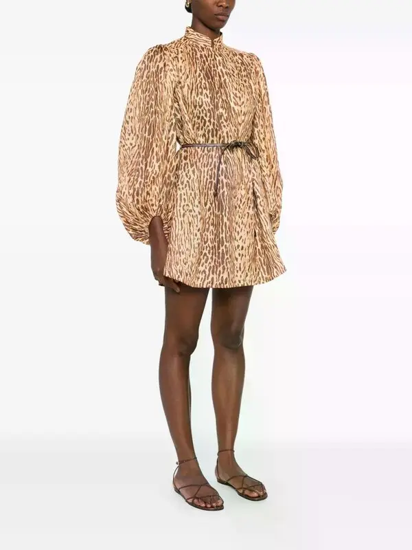 Zimmermann Cascadian Leopard-print Mini Dress - Brown