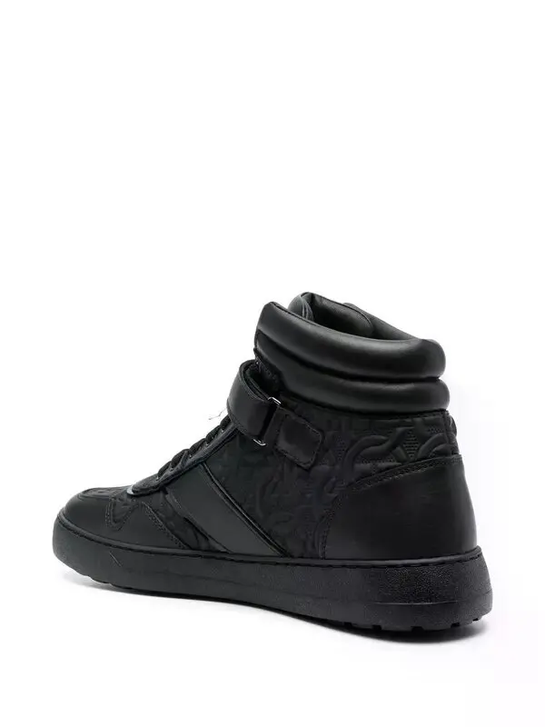 FERRAGAMO Embossed Leather Hi-top Sneakers