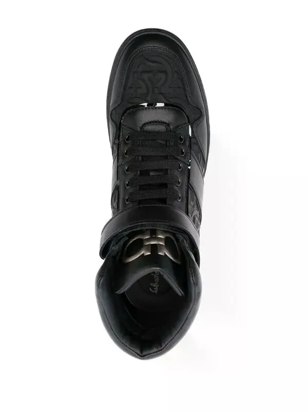 FERRAGAMO Embossed Leather Hi-top Sneakers