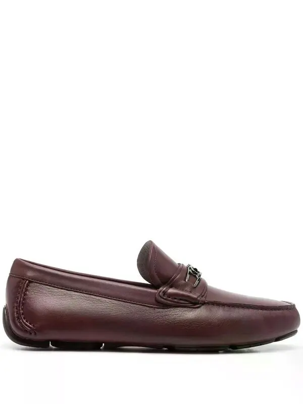 FERRAGAMO Gancini-buckle Leather Loafers - Red