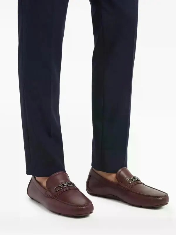FERRAGAMO Gancini-buckle Leather Loafers - Red