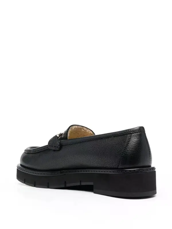 FERRAGAMO Buckle-detail Leather Loafers - Black