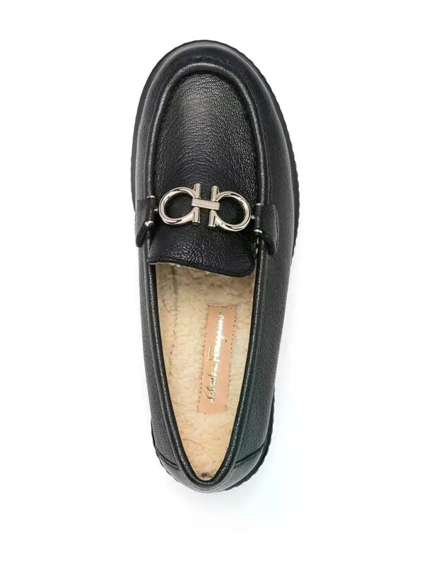 FERRAGAMO Buckle-detail Leather Loafers - Black
