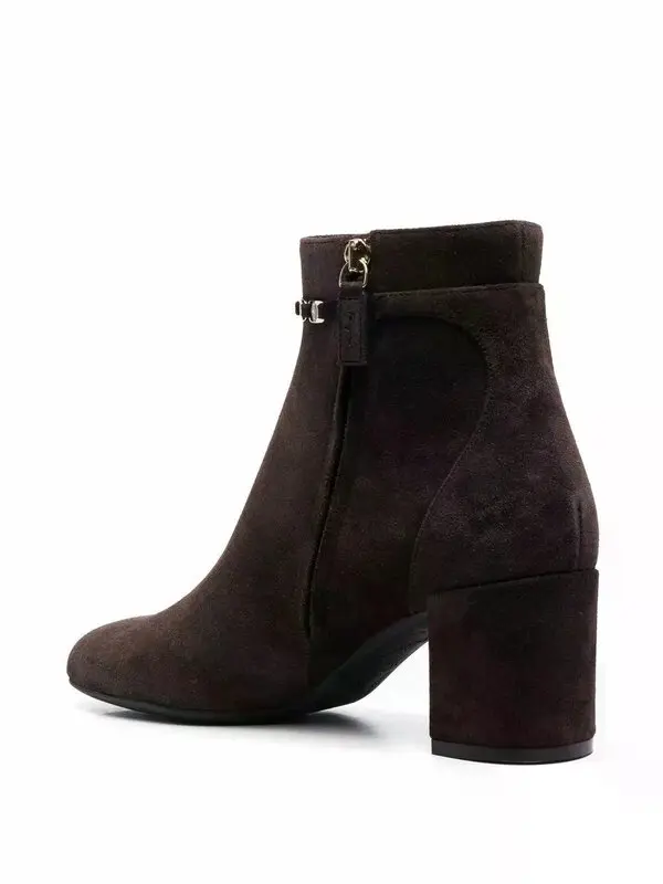 FERRAGAMO Suede Ankle Boots With Chain Detail