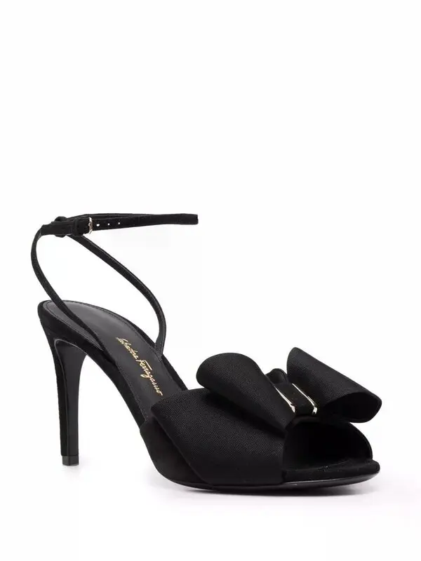 FERRAGAMO Vara Bow-detail Leather Sandals - Black