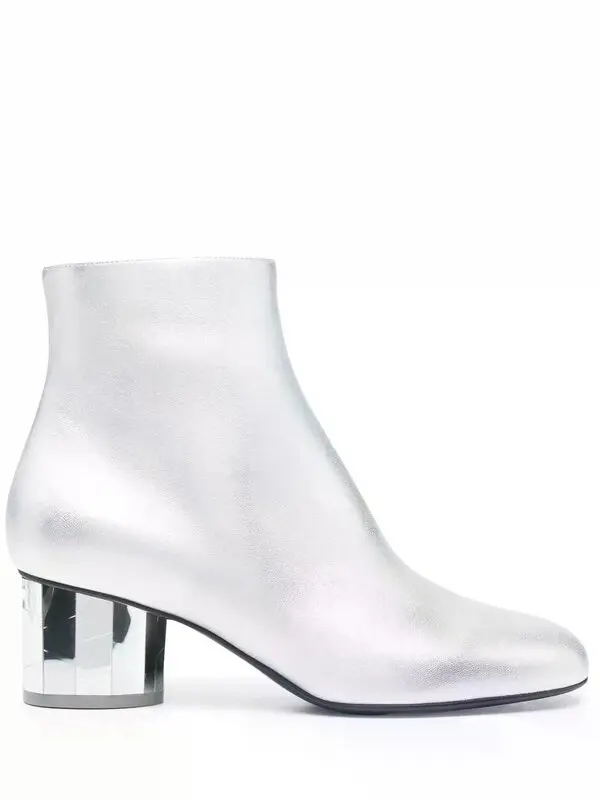 FERRAGAMO Mirrored Heel Leather Ankle Boots