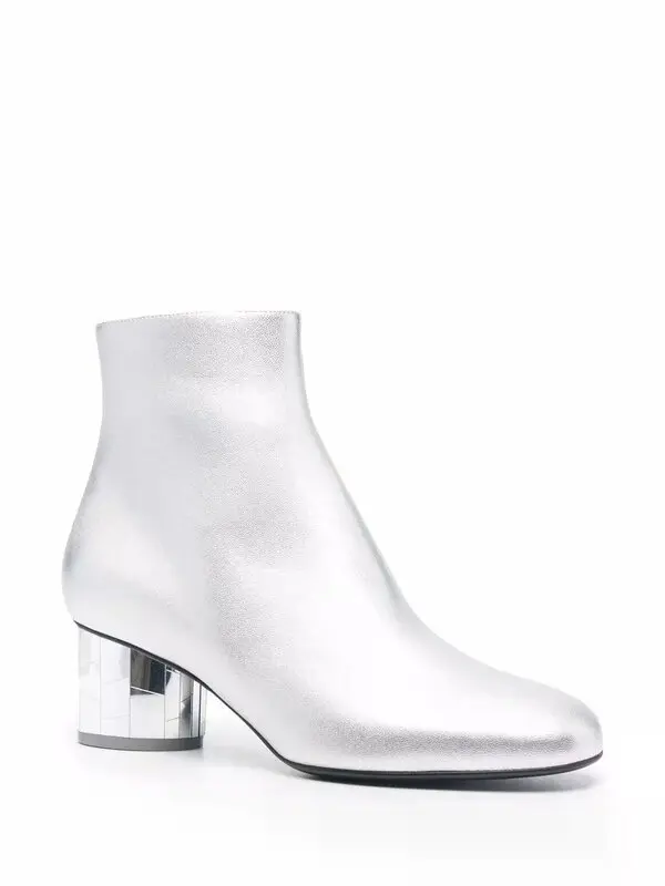 FERRAGAMO Mirrored Heel Leather Ankle Boots