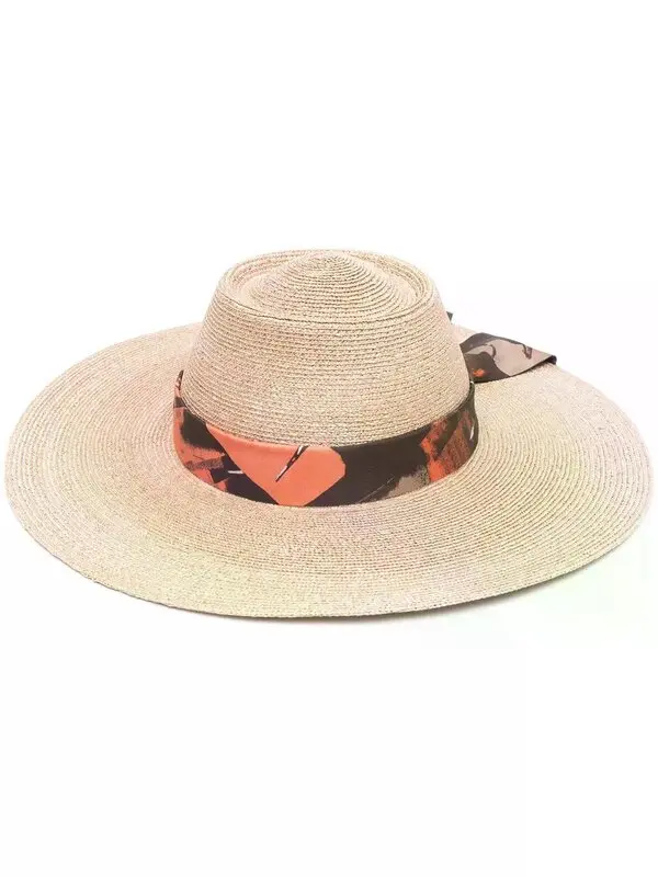 FERRAGAMO Ribbon-tie Straw Hat - Neutrals