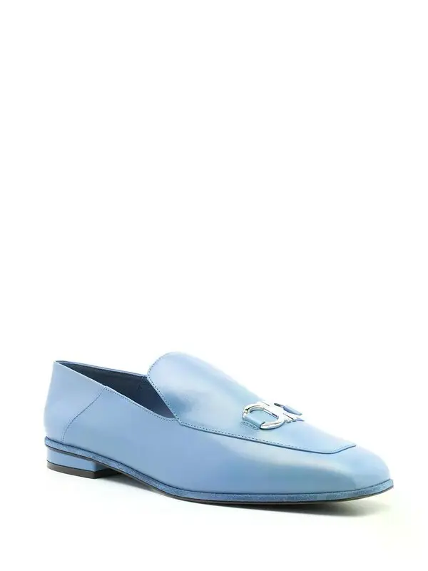 FERRAGAMO Square-toe Leather Loafers - Black
