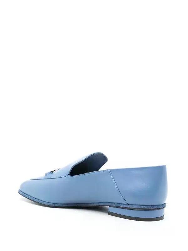 FERRAGAMO Square-toe Leather Loafers - Black