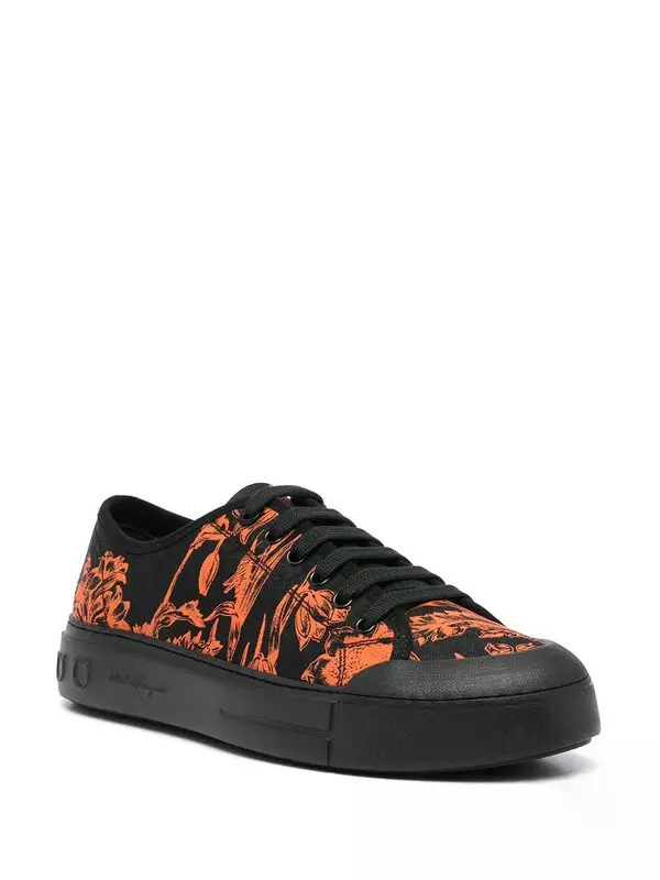 FERRAGAMO Pattern-print Low-top Lace-up Sneakers - Orange