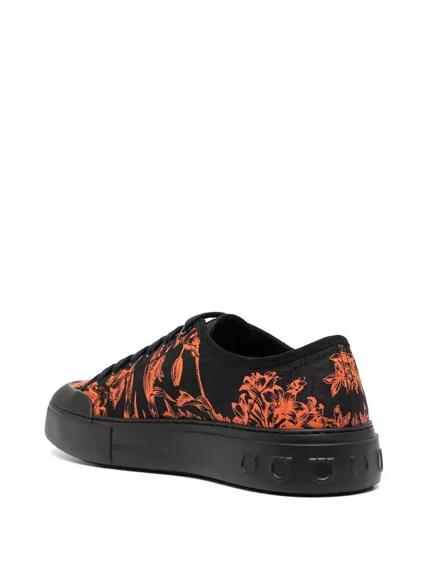 FERRAGAMO Pattern-print Low-top Lace-up Sneakers - Orange