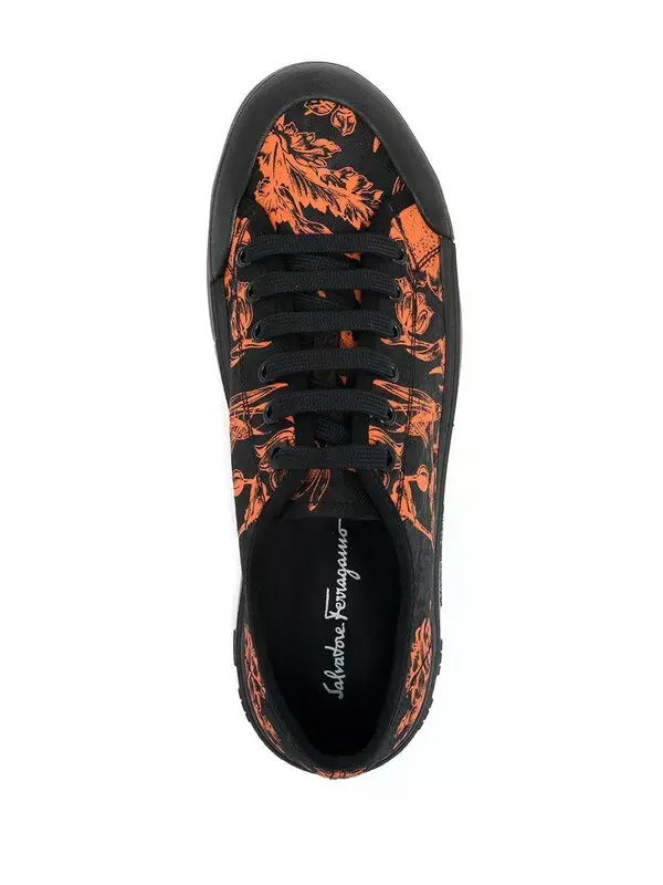 FERRAGAMO Pattern-print Low-top Lace-up Sneakers - Orange