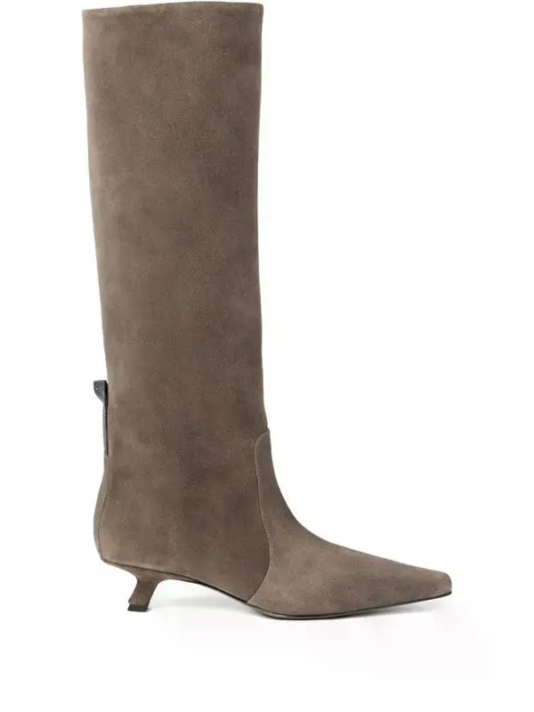 Brunello Cucinelli 35mm Suede Boots With Monili Chain Detail