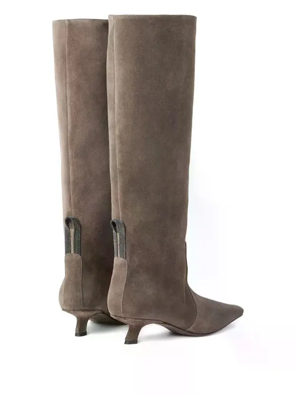 Brunello Cucinelli 35mm Suede Boots With Monili Chain Detail