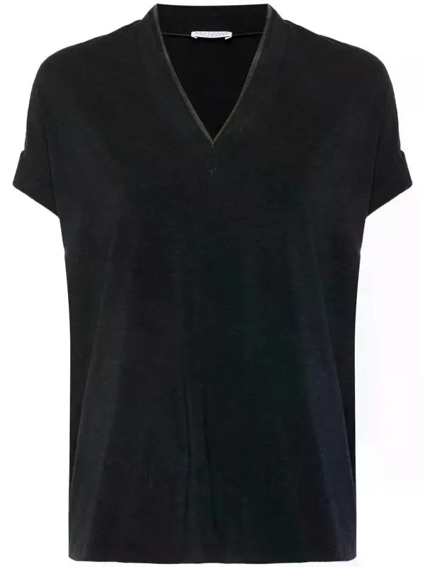 Brunello Cucinelli Monili-chain Cotton T-shirt - Grey