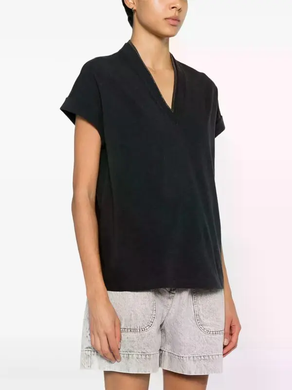 Brunello Cucinelli Monili-chain Cotton T-shirt - Grey