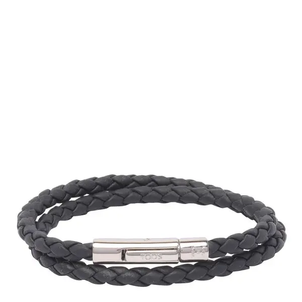 TOD'S Braided Leather Bracelet - Blue