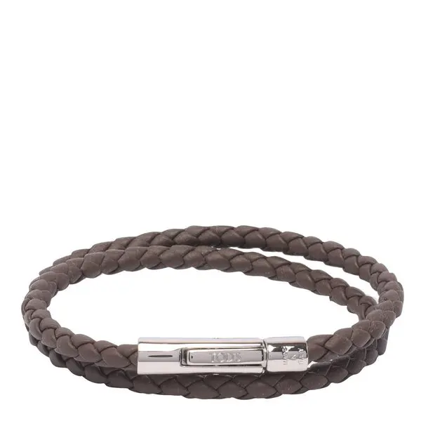 TOD'S Woven Leather Bracelet - Brown