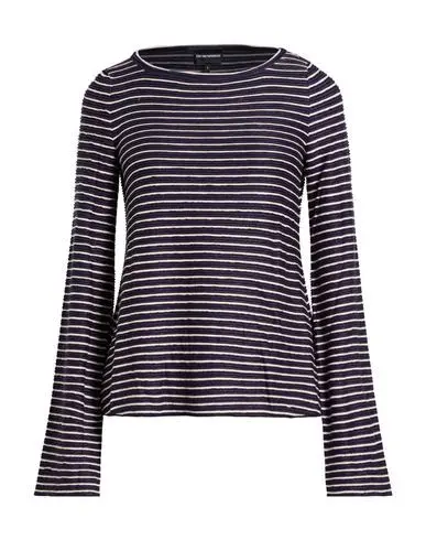 Emporio Armani Striped Knit Crewneck Sweater - Navy