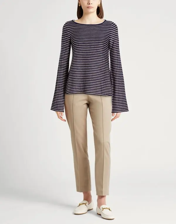 Emporio Armani Striped Knit Crewneck Sweater - Navy