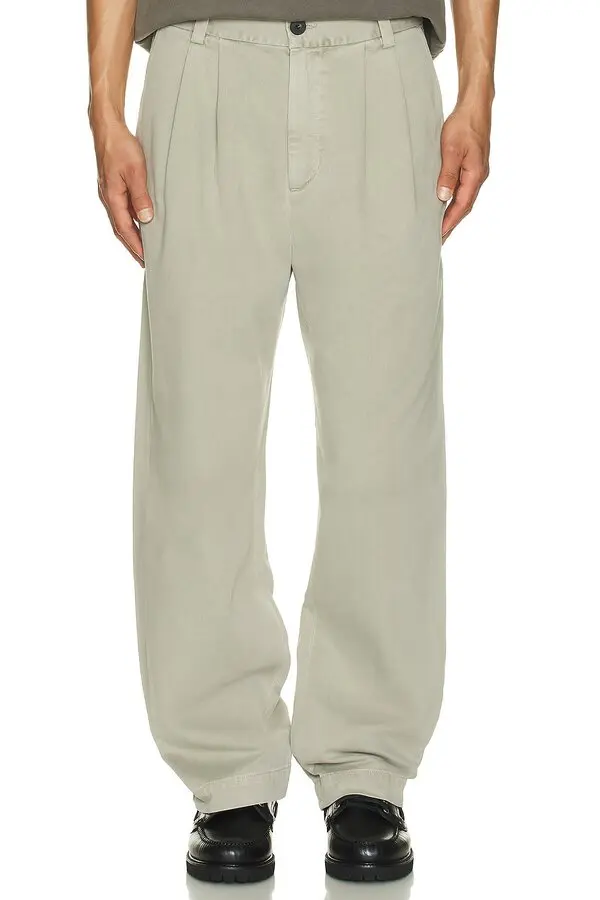 AGOLDE Slater Pleated Twill Trousers - Wicker