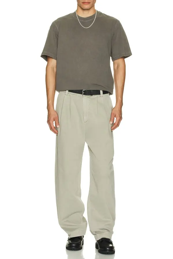 AGOLDE Slater Pleated Twill Trousers - Wicker