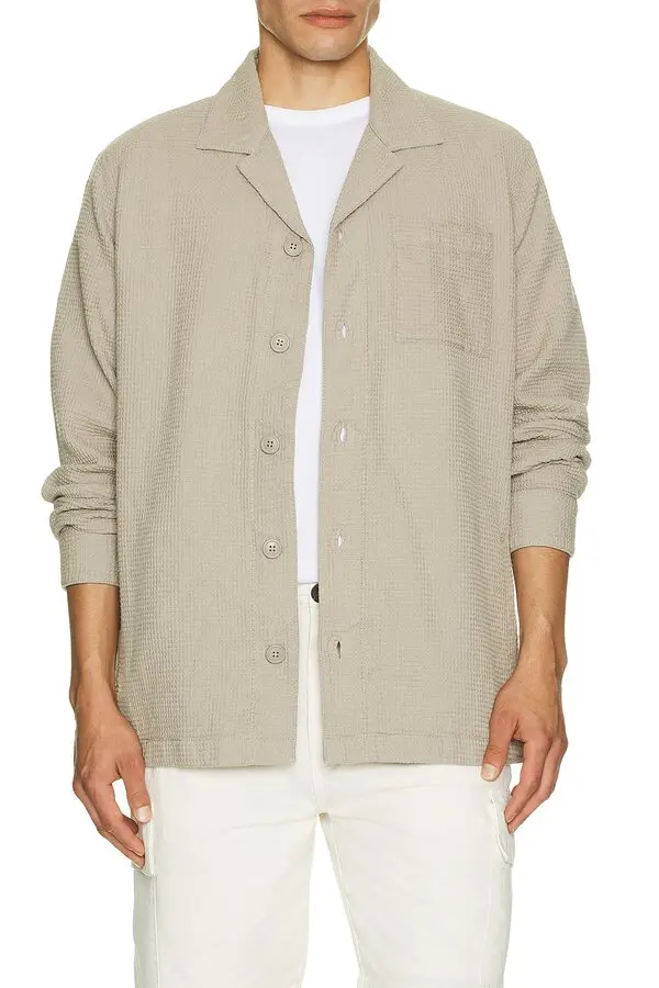 Barbour Sandwood Waffle Overshirt In Beige