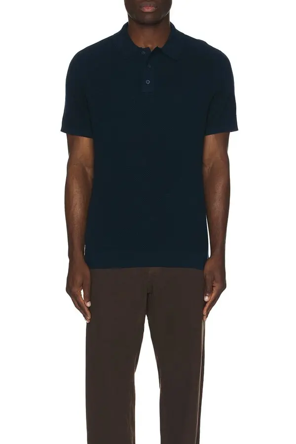 Onia Cotton Textured Knit Polo In Blue