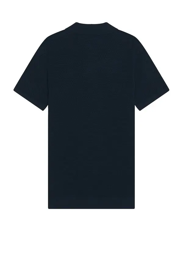Onia Cotton Textured Knit Polo In Blue