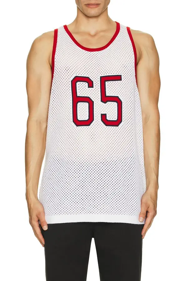 Thom Browne Athletic Cashmere Mesh Basketball Jersey - White