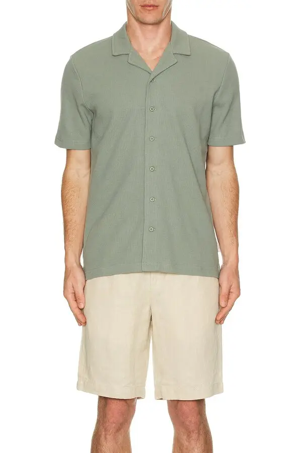 Onia Macro Waffle Vacation Shirt - Sage