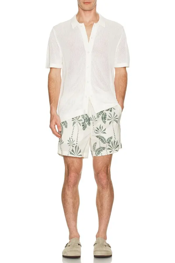 Onia Crochet Knit Button Up Shirt - White