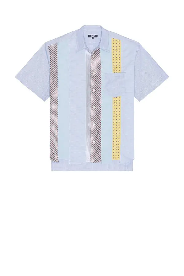 Comme Des Garçons Check And Multi Fabrics Shirt In Blue - White  Sax  & Navy
