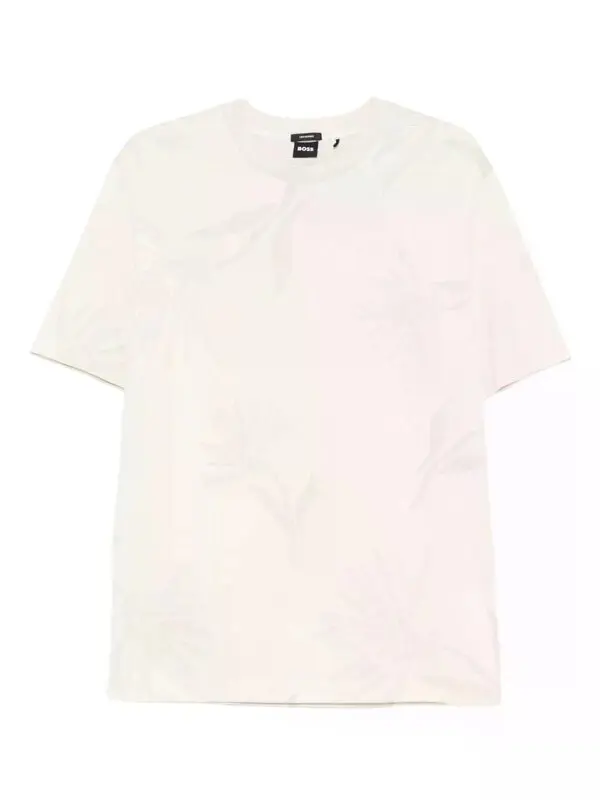 BOSS Floral-print Cotton T-shirt - Neutrals