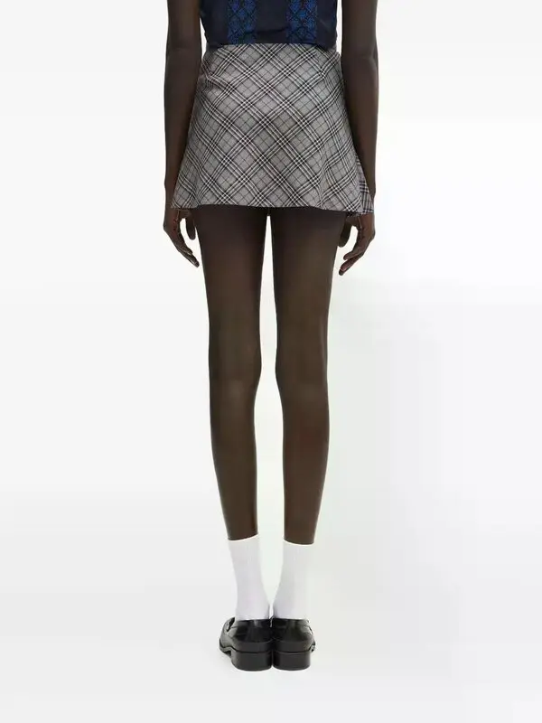 AMBUSH Rose-appliqué Plaid Mini Skirt