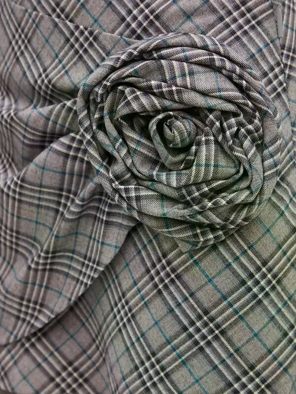 AMBUSH Rose-appliqué Plaid Mini Skirt