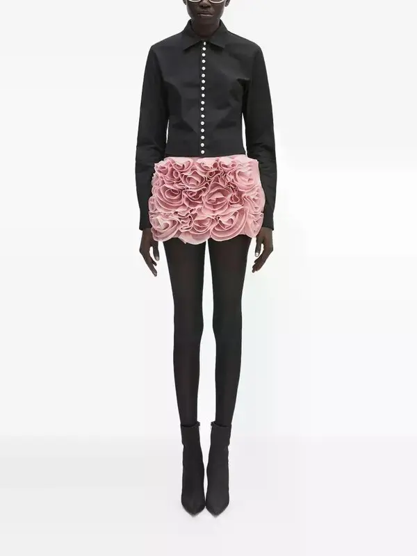 AMBUSH Rose Appliqué Ruffled Mini Skirt