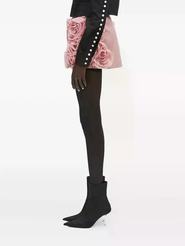 AMBUSH Rose Appliqué Ruffled Mini Skirt