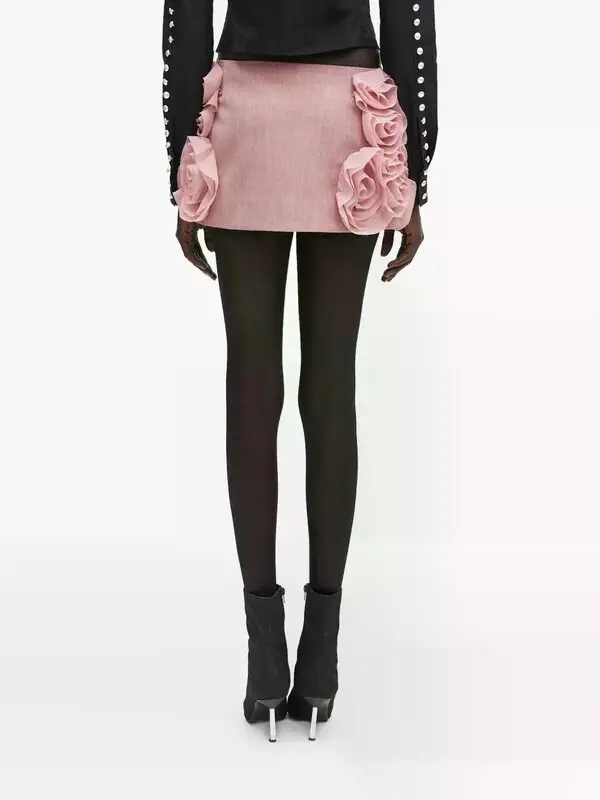 AMBUSH Rose Appliqué Ruffled Mini Skirt