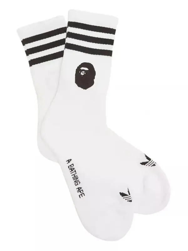 Adidas X Bape Logo-print Socks - White