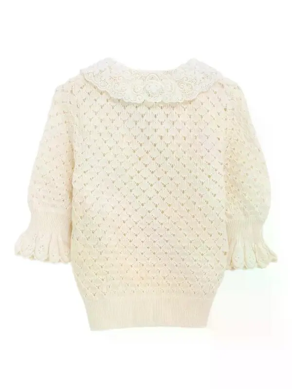 Chloé Lace-collar Open-knit Sweater - White