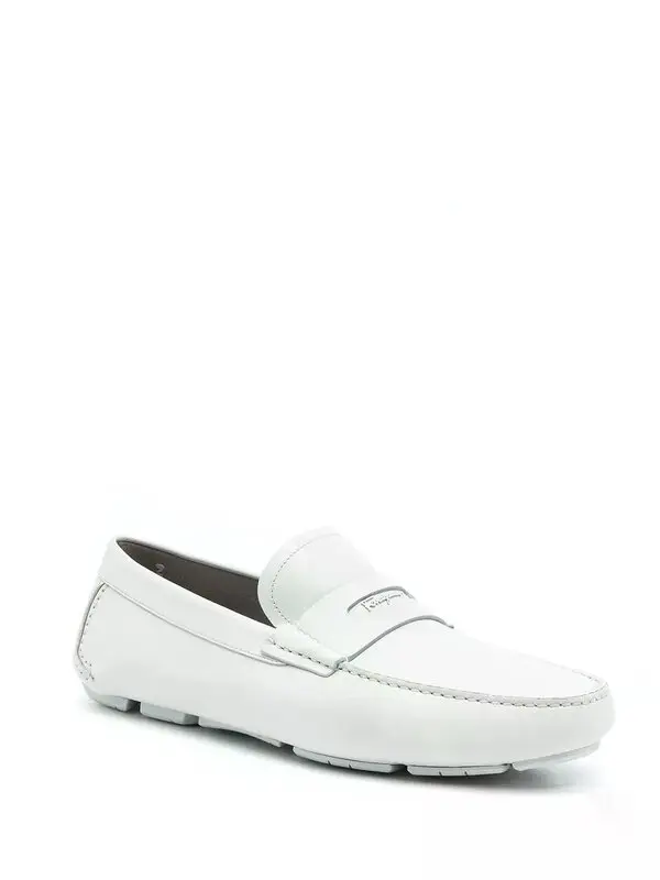 FERRAGAMO Penny-slot Leather Driving Loafers - Neutrals