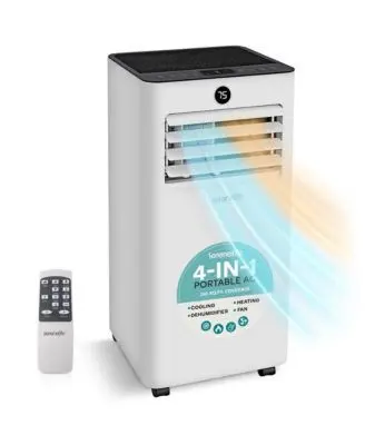 SERENELIFE Portable Air Conditioner Heater 8000 Btu Ashrae Compact Home A C Unit With Cooling Heating Includes Window Mount Kit - White