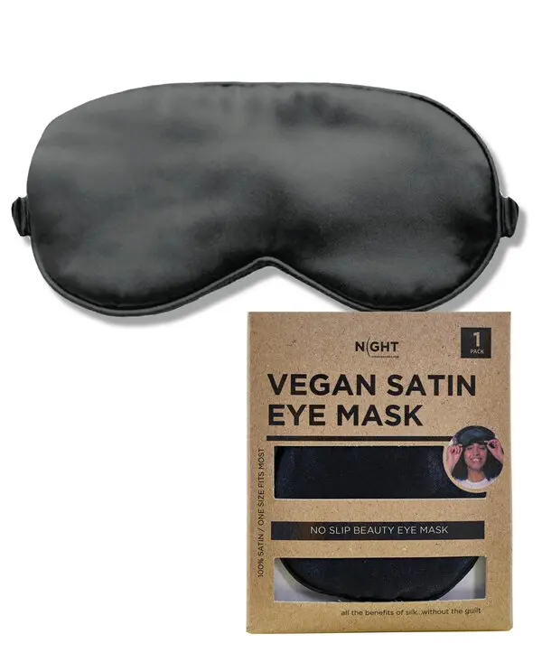 NIGHT 100% Satin Blackout Sleep Mask - Black