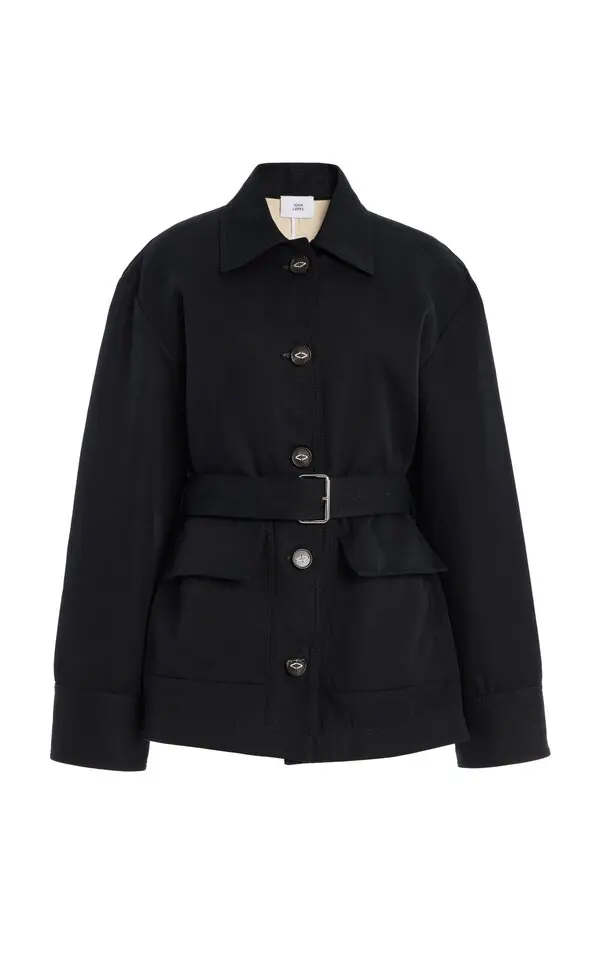Adam Lippes Belted Cotton-twill Barn Jacket - Black